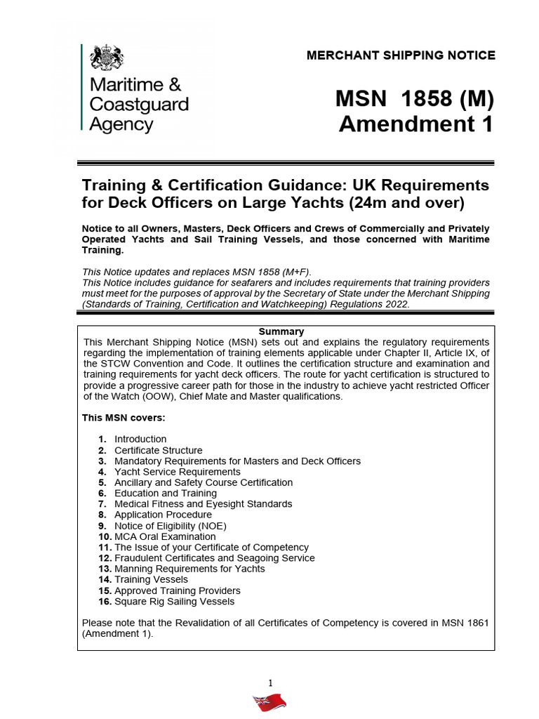 Merchant Shipping Notice 1858 Amendment 1 | PDF | Water Transport ...