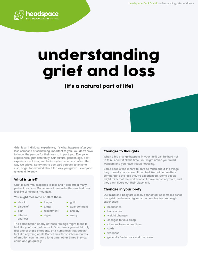 11 Grief Headspace Fact Sheet WEB | PDF | Grief | Experience