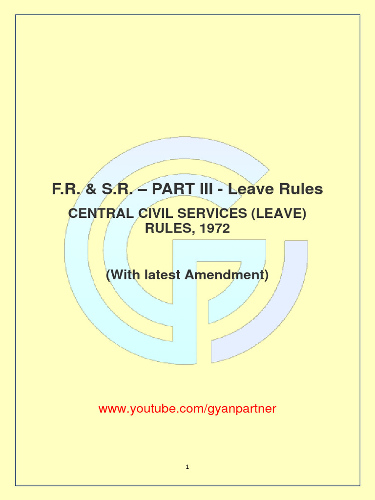 F.R. & S.R. - PART III - Leave Rules | PDF