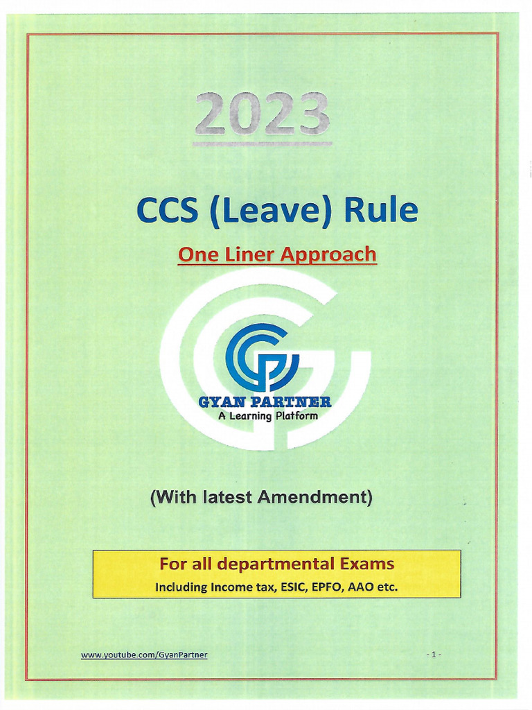 CCS Leave Rule One Liner Approach 2023 | PDF