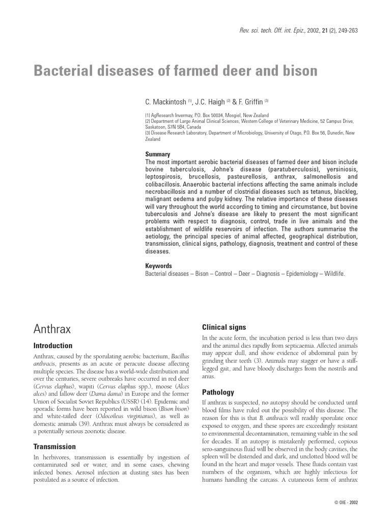 Bacterial Diseases of Farmed Deer and Bison | PDF