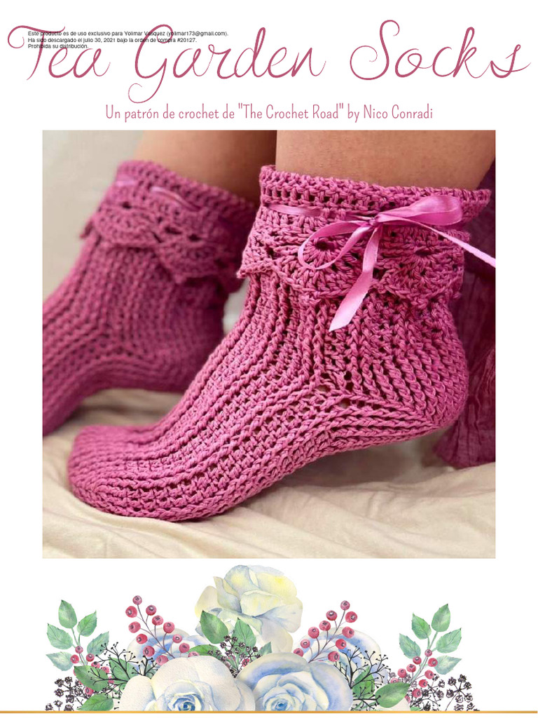Patron Tea Garden Socks Thecrochetroad by Nico Kh3wxo | PDF | Textiles ...