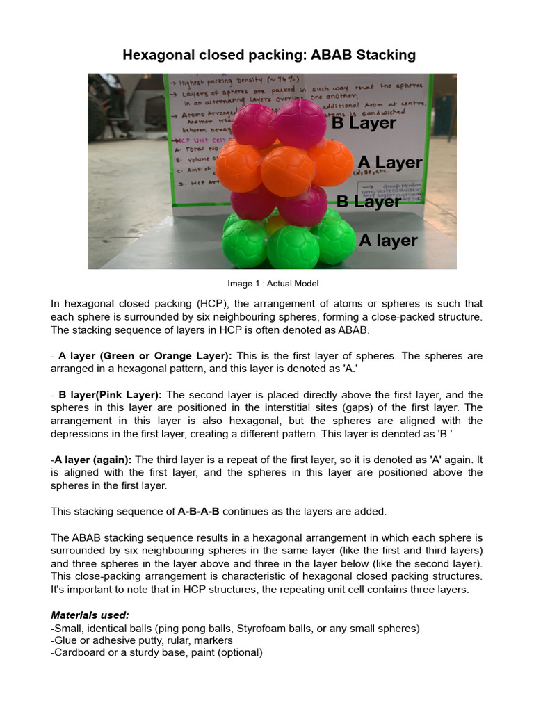 Hexagonal Closed Packing | PDF | Crystal Structure | Physical Sciences