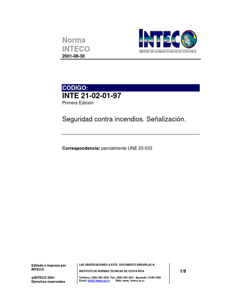 INTE 21-02-01-97 Seguridad Contra Incendios.señalización | PDF