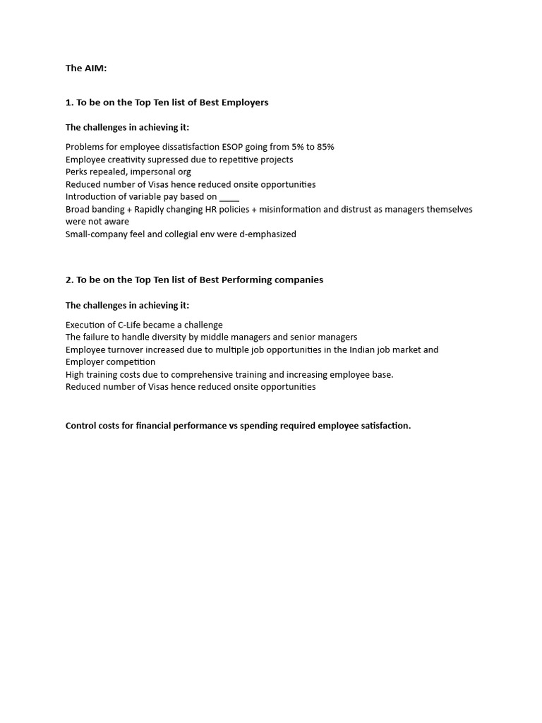 Infosys Case Study FHRM Notes | PDF
