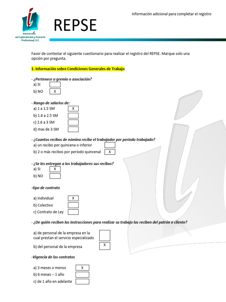 Registro REPSE: Cuestionario y Requisitos | PDF