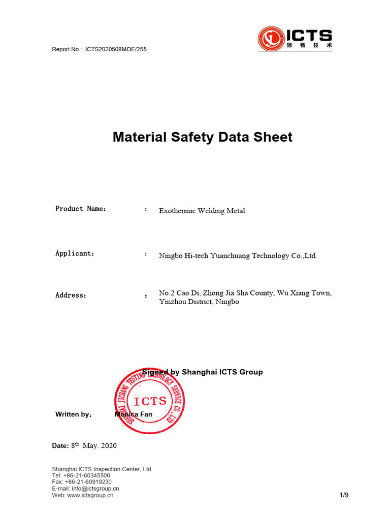 Estweld MSDS | PDF | Dangerous Goods | Toxicity