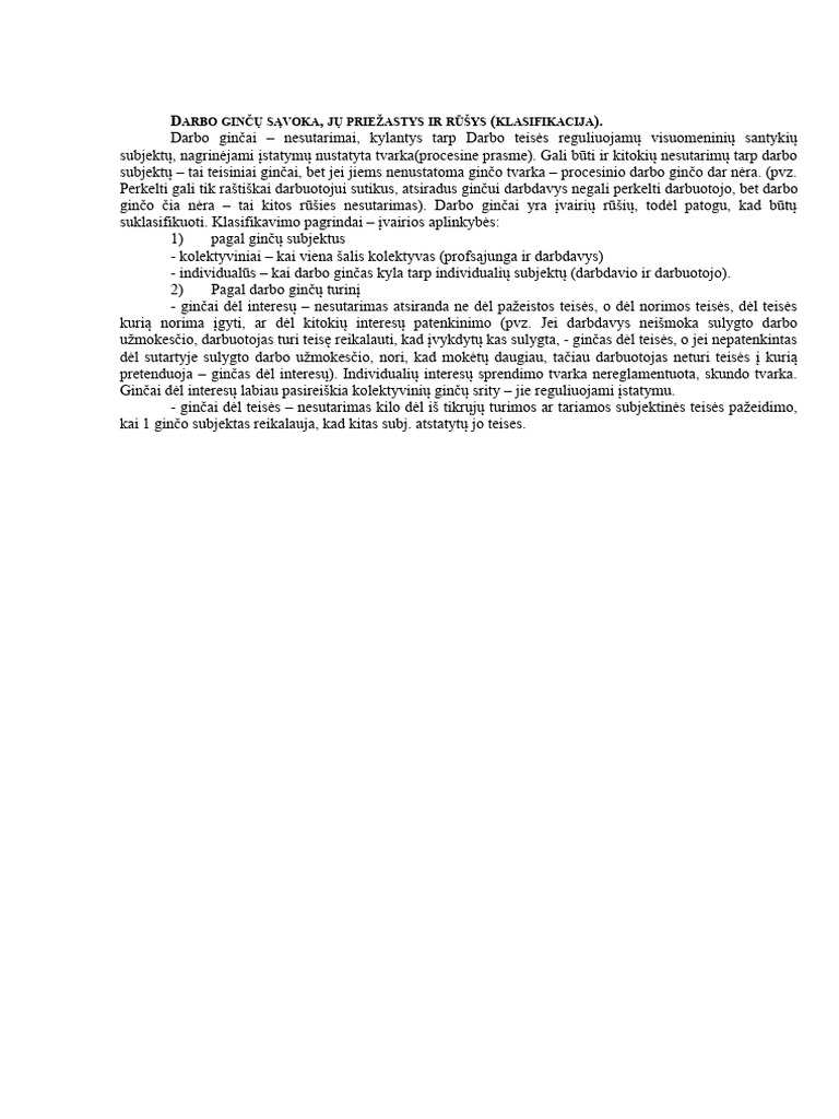 Darbo Ginčų Sąvoka | PDF