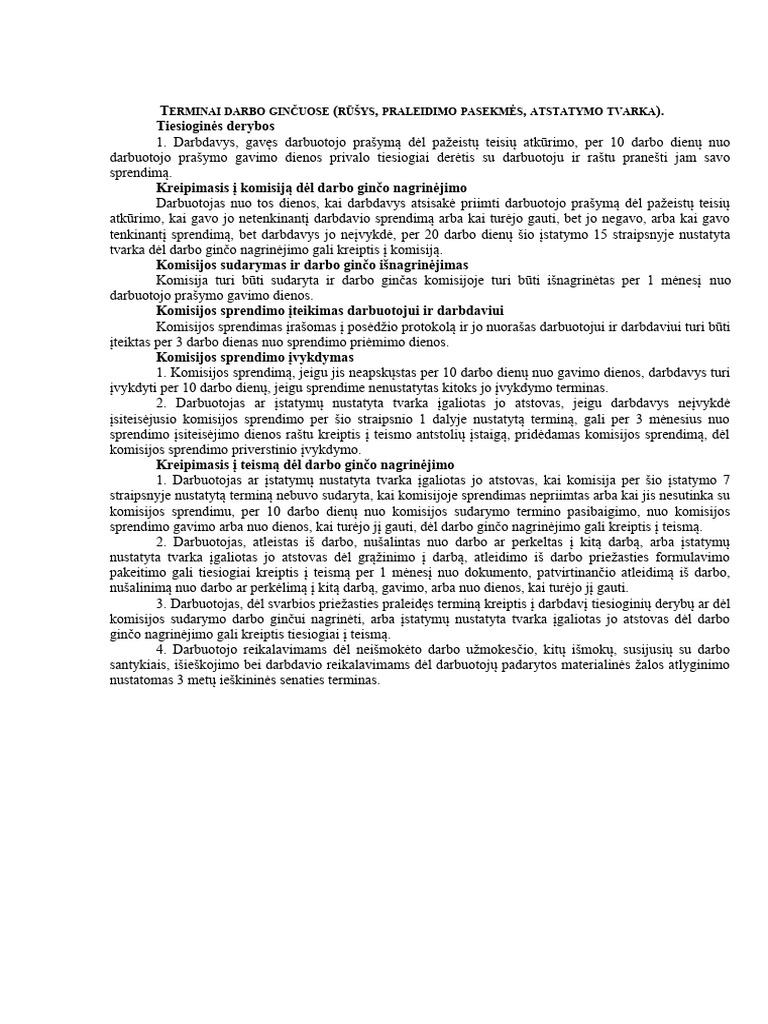 Terminai Darbo Ginčuose | PDF