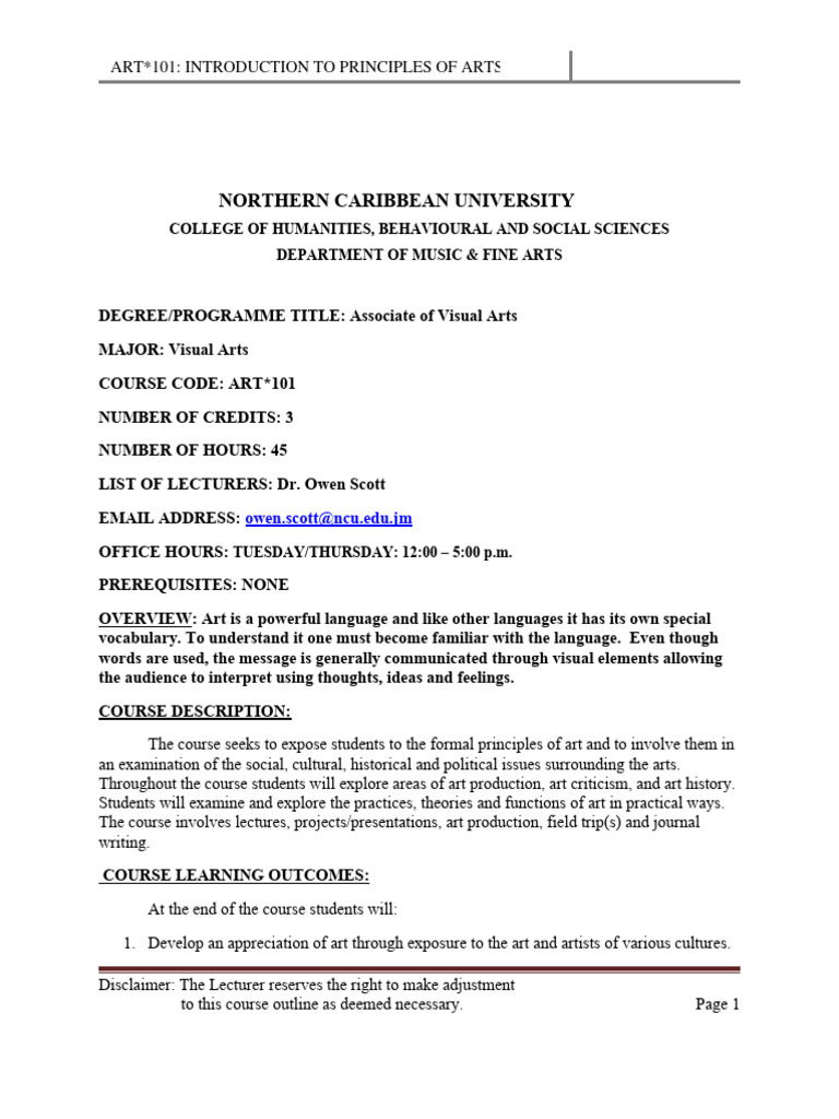 Visual Arts Course Overview at NCU | PDF | The Arts | Learning