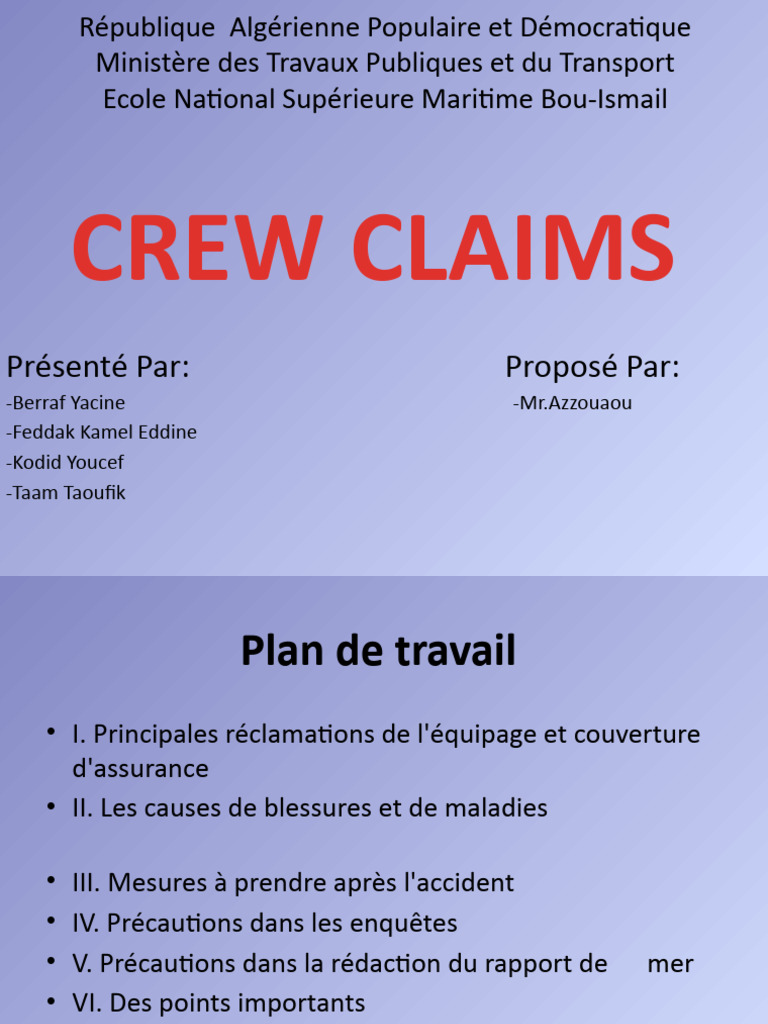Crew Claims | PDF | Maladies et troubles | Médecine