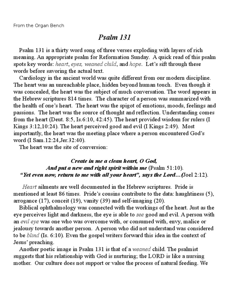 Psalm 131 - 31st Sunday | PDF | Psalms | Jesus