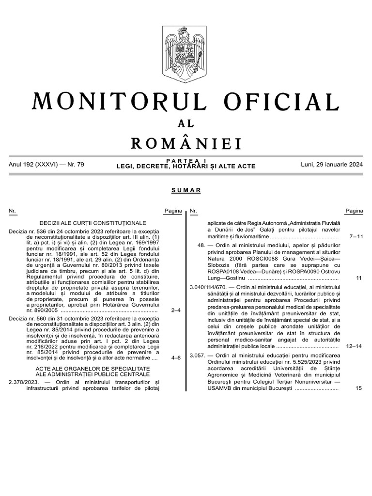 Monitorul Oficial Partea I Nr. 79 2024 | PDF