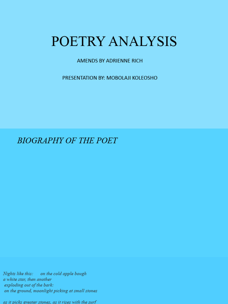 Analysis of "Amends" by Adrienne Rich | PDF