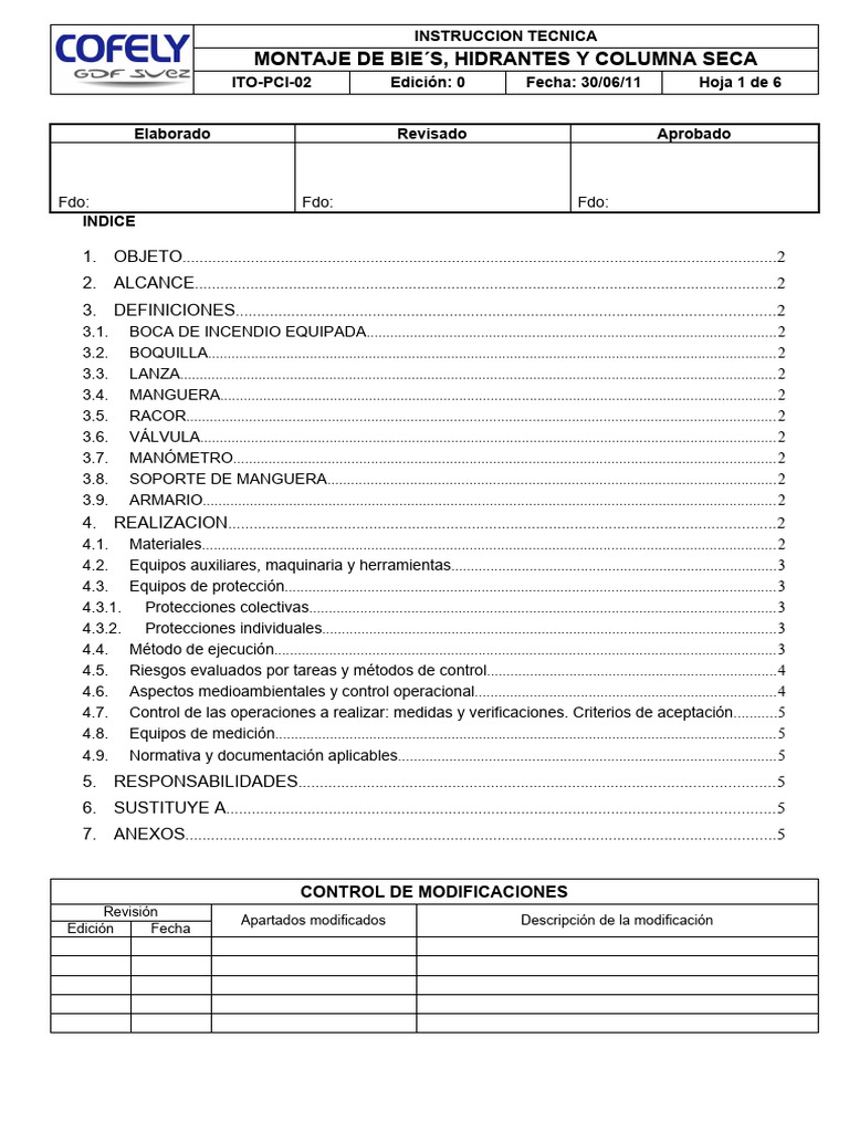 ITO-PCI-02 Montaje de Bie S Hidrantes | PDF | Residuos | Contaminación