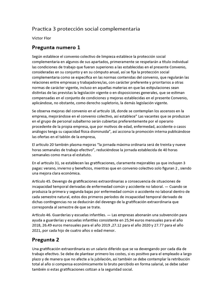 Practica 3 Protección Social Complementaria | PDF