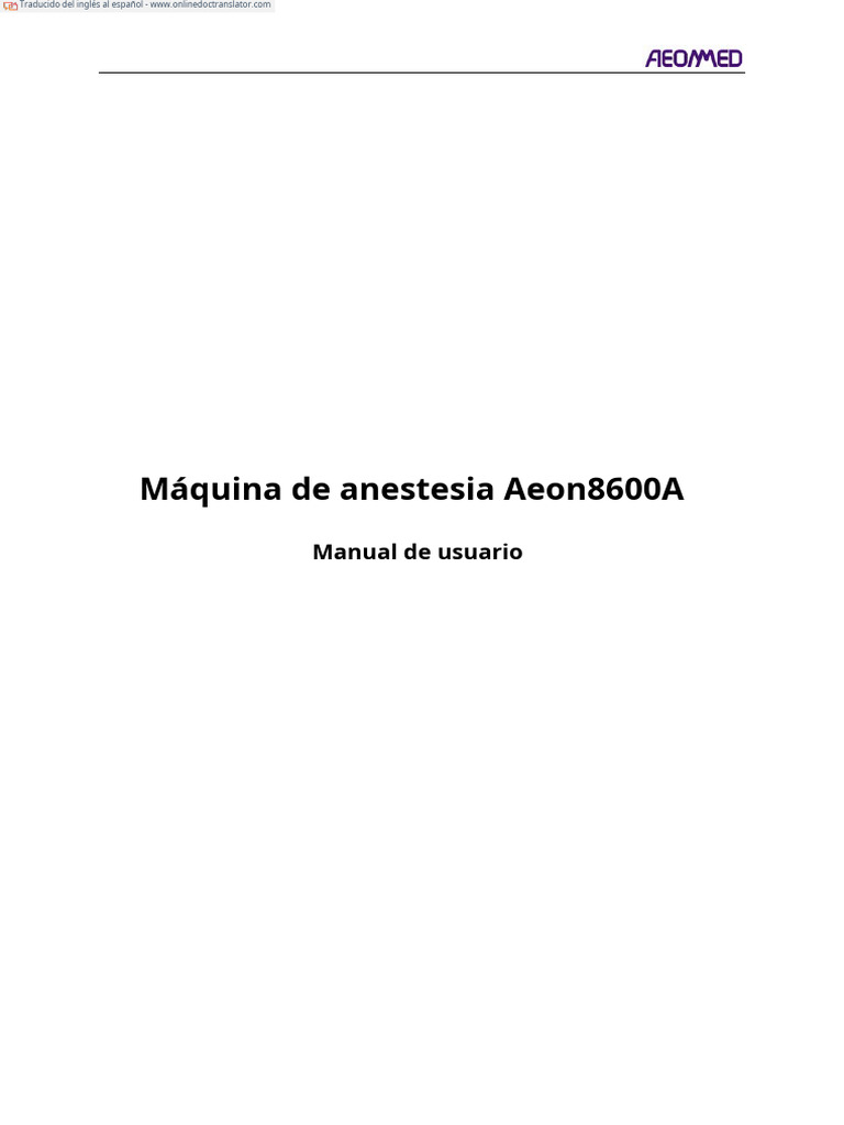 Manual de Usuario - Maquina de Anestesia Aeon 8600A | PDF | Ingeniería ...
