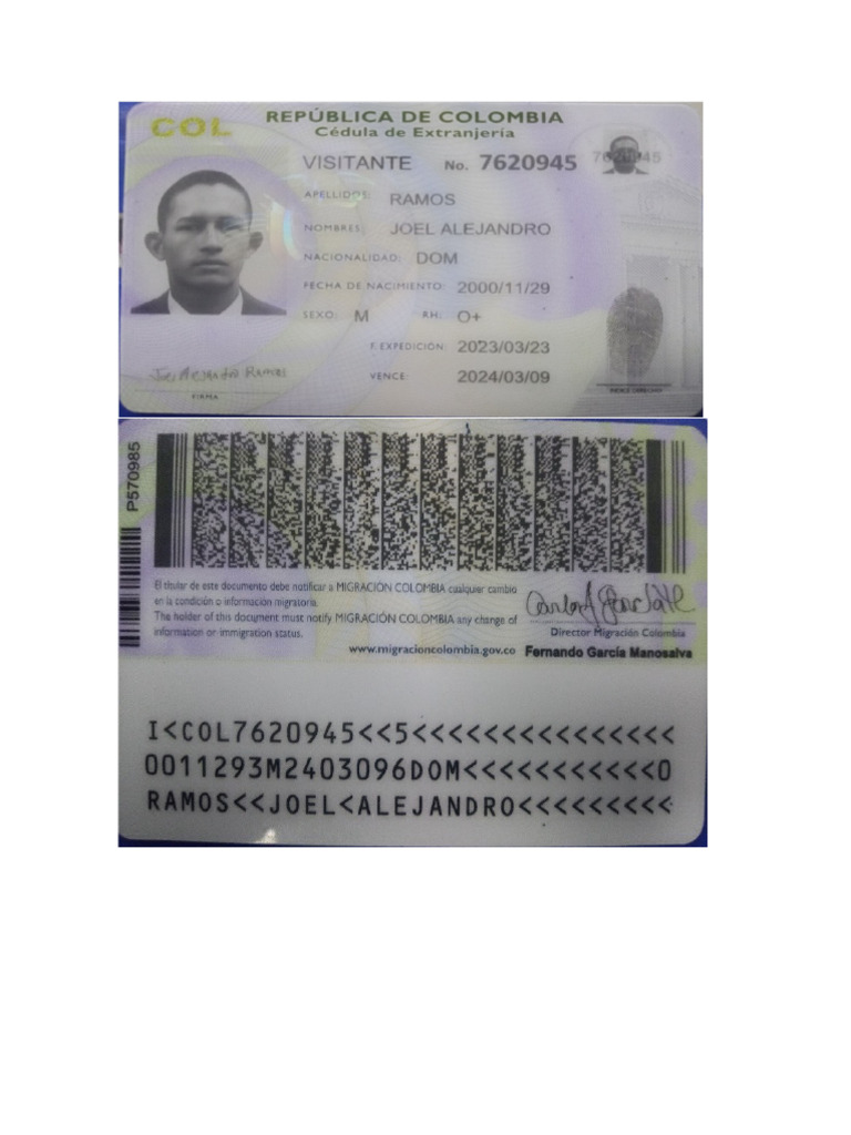 cedula extranjeria para imprimir | PDF