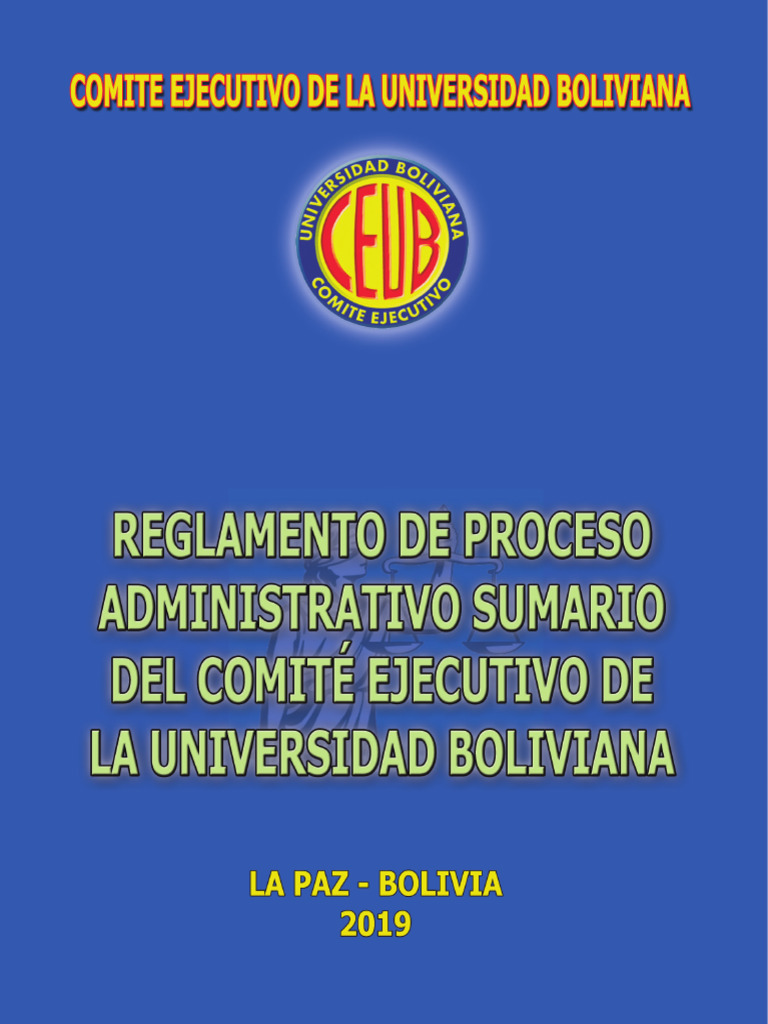Reglamento de Proceso Administrativo Sumario Del Comité Ejecutivo de La Universidad Boliviana ...