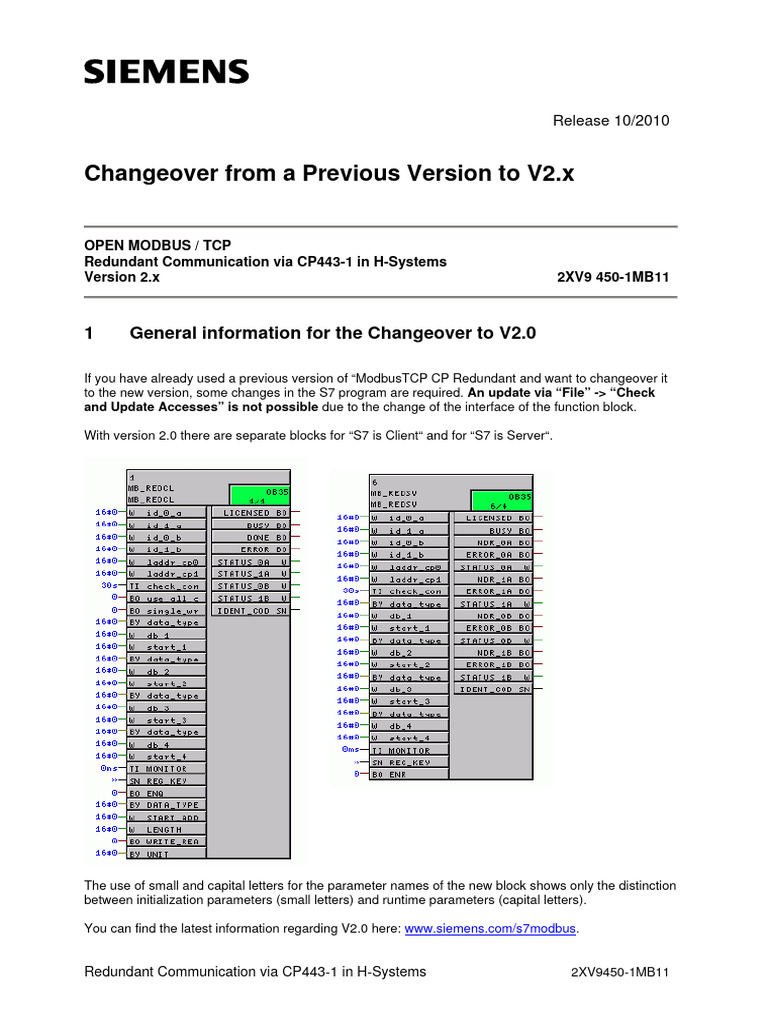Changeover From A Previous Version To V2.x | PDF | Parameter (Computer ...