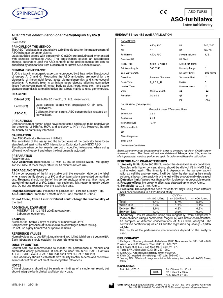 ASO-turbilatex: Quantitative Determination of Anti-Streptolysin O (ASO ...