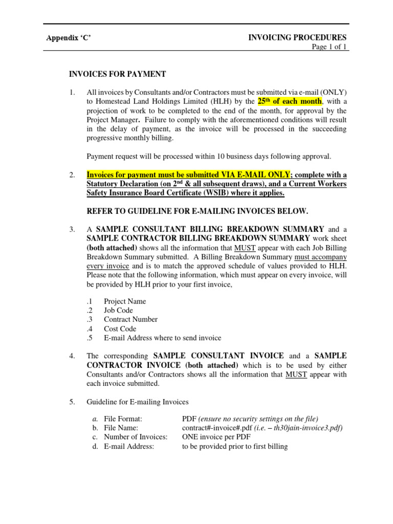 TD - APPENDIX C - Invoicing - Procedures - FINAL - 03 - 18 | PDF | Invoice | Business