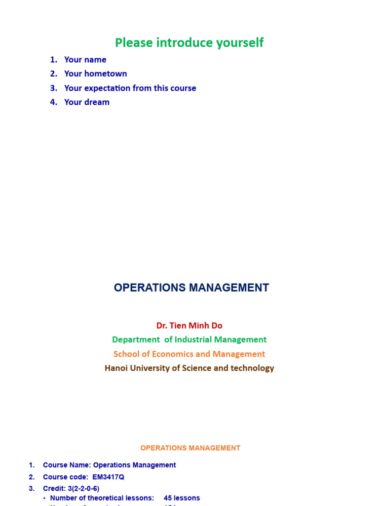 Production Management Course Outline | PDF | Lean Manufacturing ...