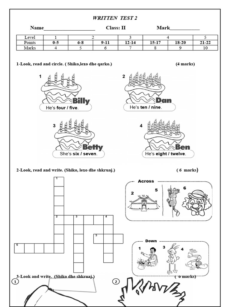 Klasa 2 Test English | PDF