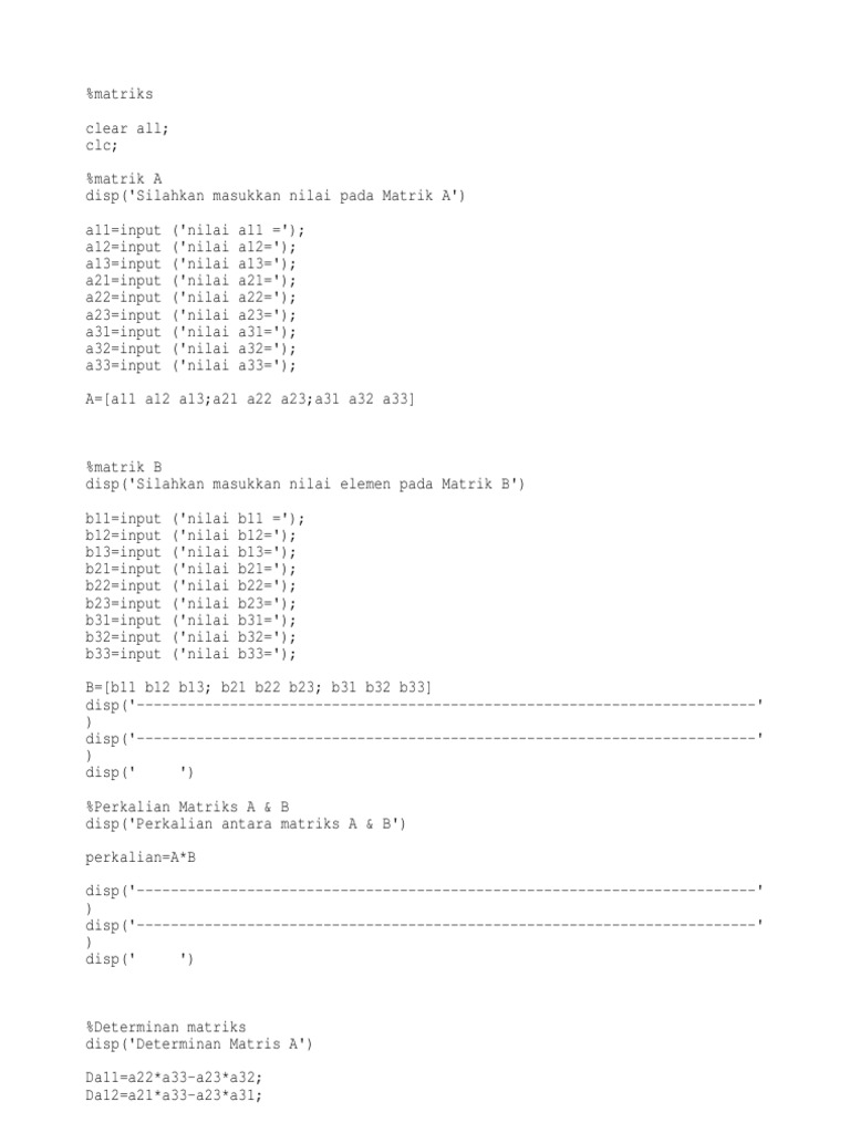 Matriks Matlab | PDF