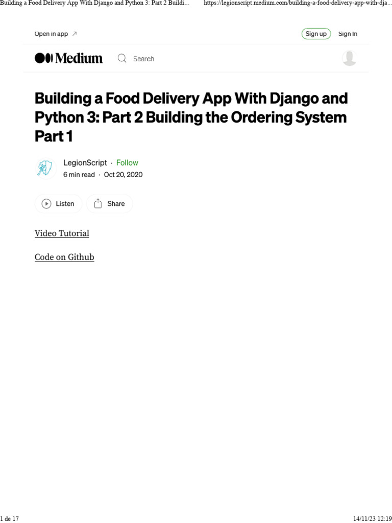 Building A Food Delivery App With Django and Python 3 Part 2 Building ...