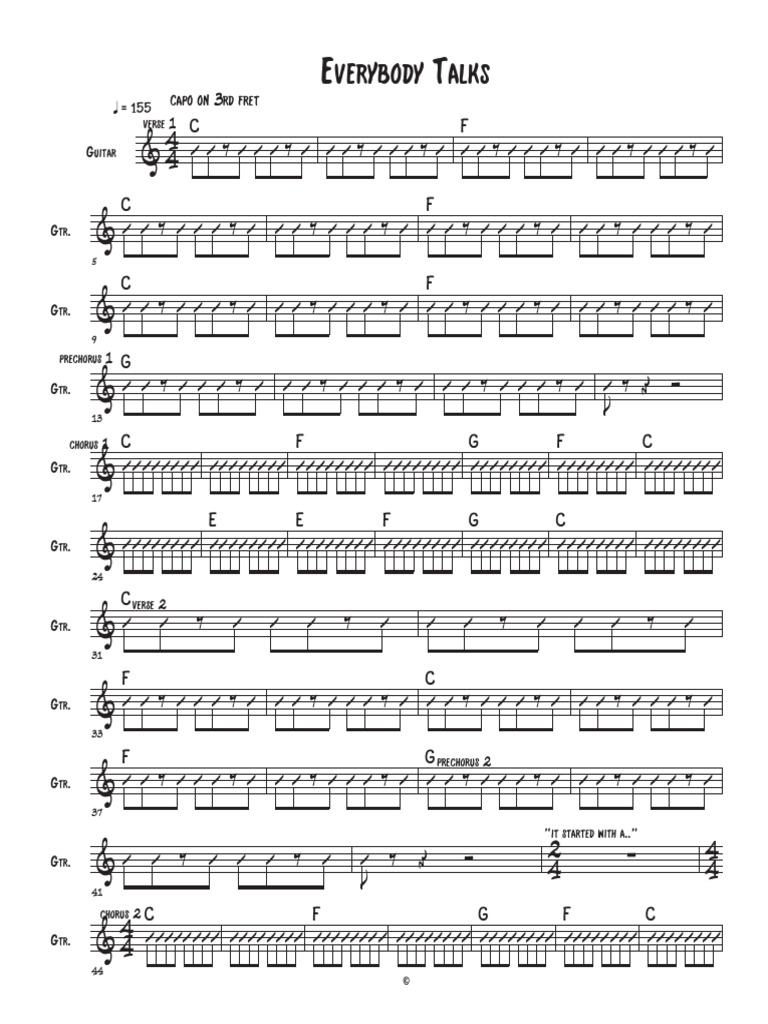 Everybody Talks (Capo) - SCORE | PDF