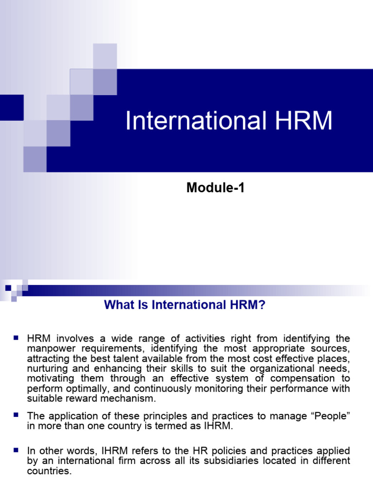 Module-1 - International IHRM | PDF | Human Resource Management | Human Resources