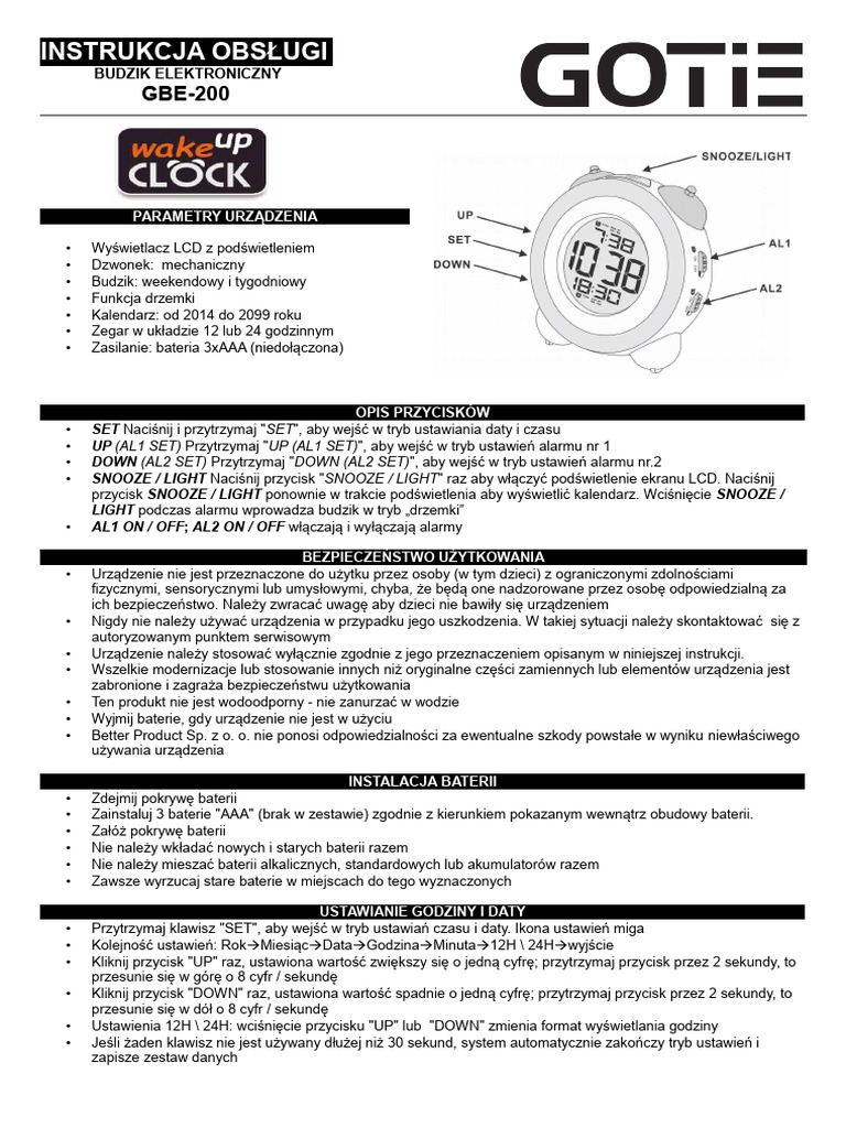 GBE 200 Instrukcja | PDF