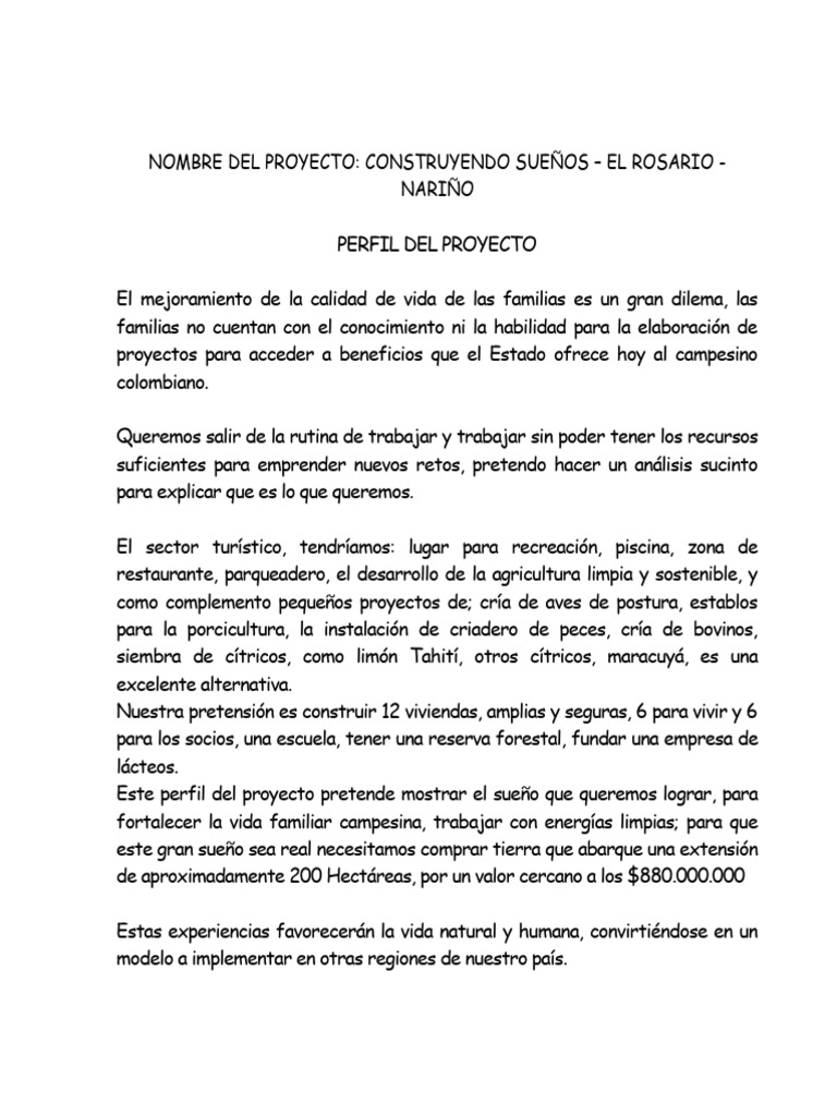 Proyecto Construyendo Sueños - Yurith Yaneth Chavez | PDF | Agricultura ...