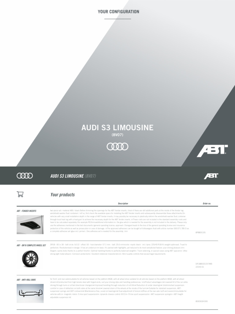 ABT Configuration | PDF | Audi | Axle