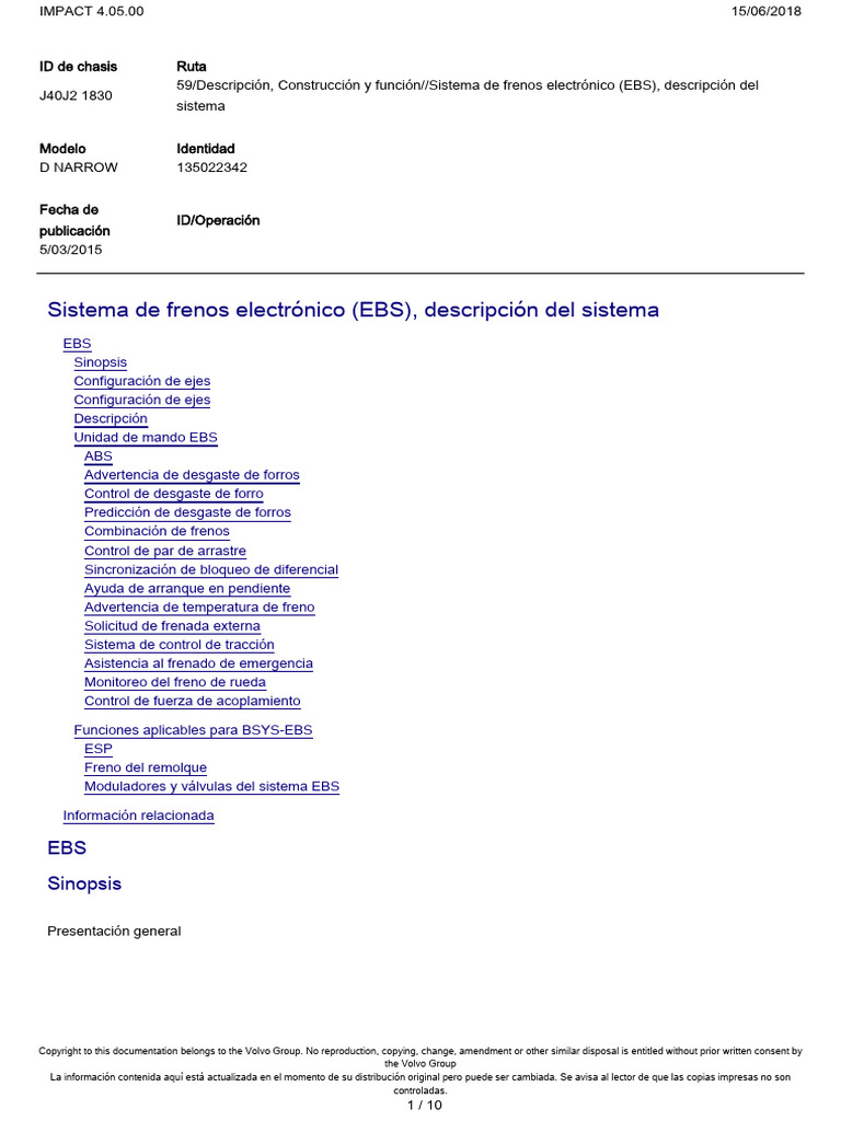 Descripcion Deln Sistema Ebs | PDF | Sistema de freno antibloqueo | Eje