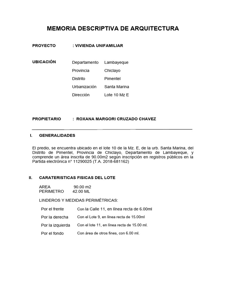 Memoria Descriptiva de Arquitectura | PDF | Edificios y estructuras