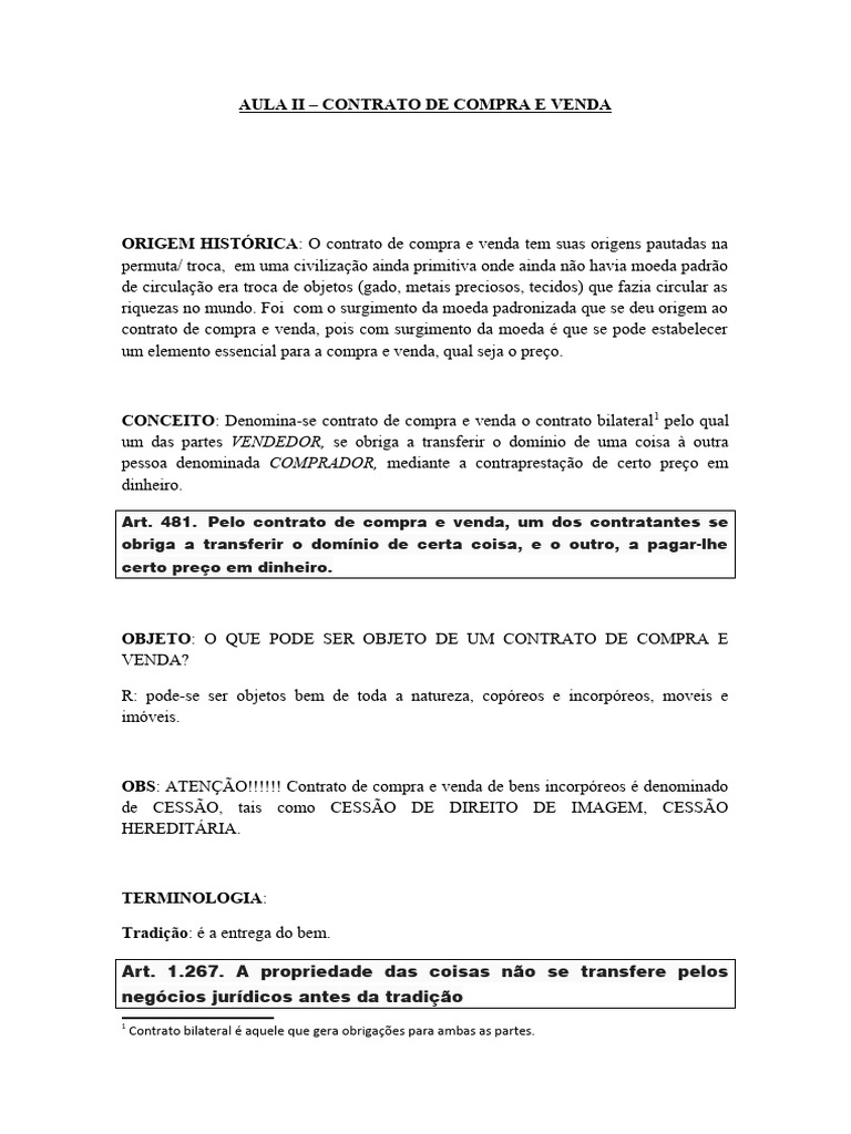 Aula Ii - Compra e Venda | PDF