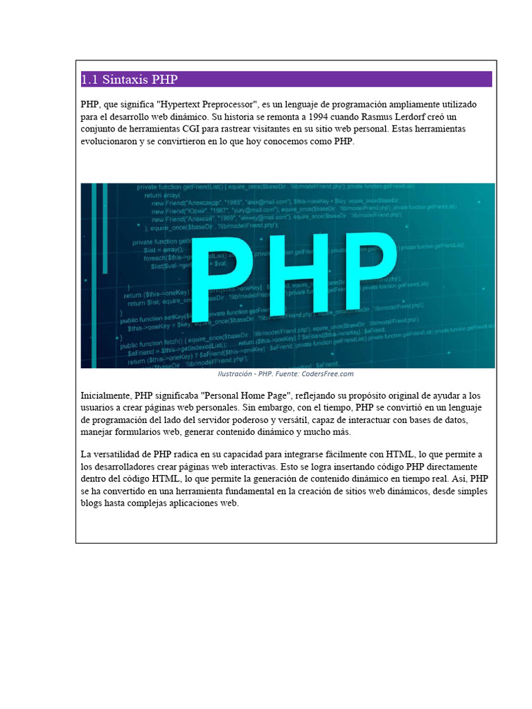 1.1 Sintaxis PHP | Descargar gratis PDF | Php | Script Java