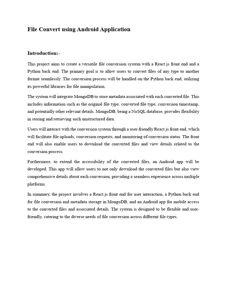 File Convert Using Android Application Synopsis | Download Free PDF ... File Convert Using Android Application Synopsis | Download Free PDF ...