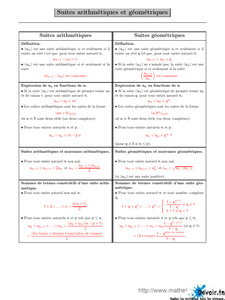 Suites arithmétiques et géométriques | PDF | Mathématiques élémentaires ...