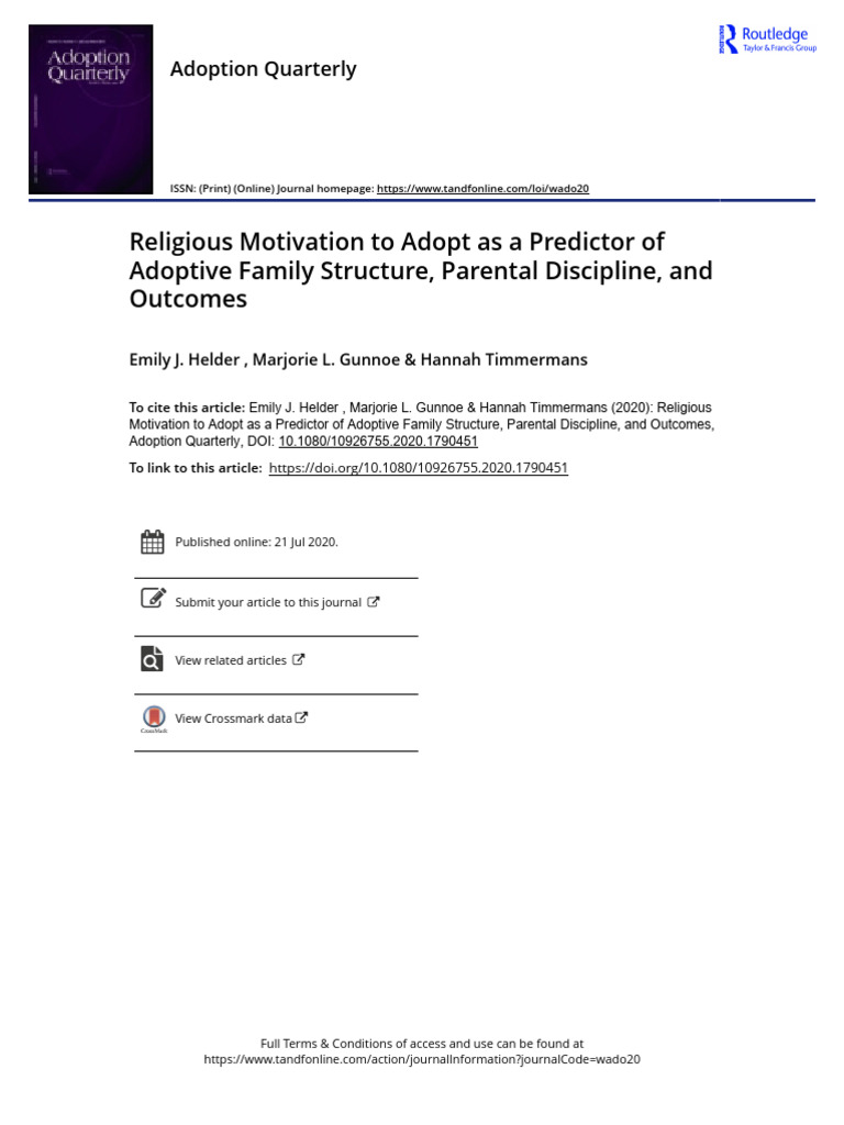 Religious Motivation To Adopt As A Predictor of Adoptive Family ...