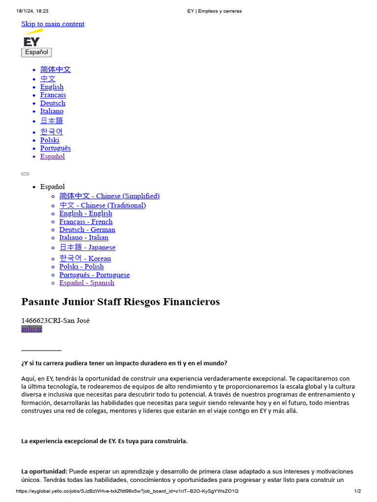 Pasante Junior Staff Riesgos Financieros - EY | PDF | Crecimiento personal y profesional ...