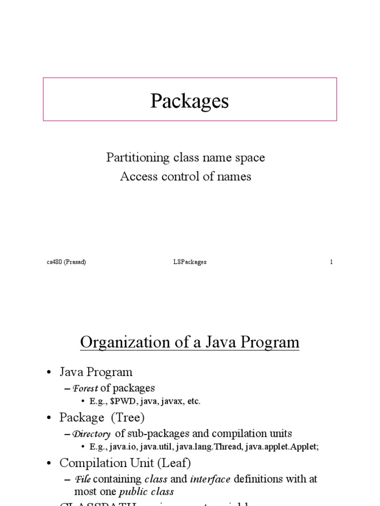 Packages Partitioning Class Name Space Access Control Of Names Pdf Method Computer