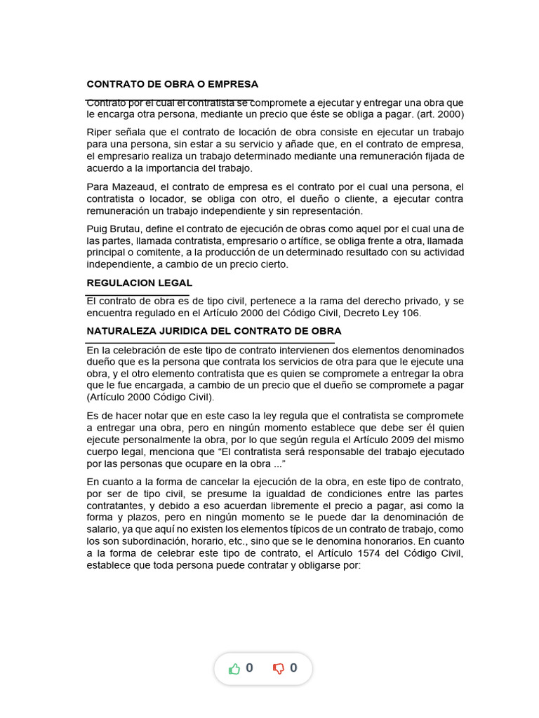 Contrato de Obra: Definición y Regulación | PDF | Derecho laboral ...
