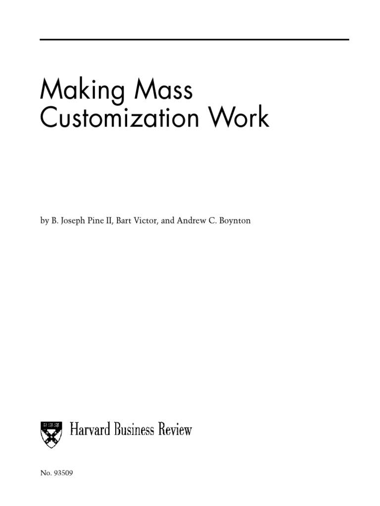 H BR Making Mass Customization Work | PDF | Automation | Inventory