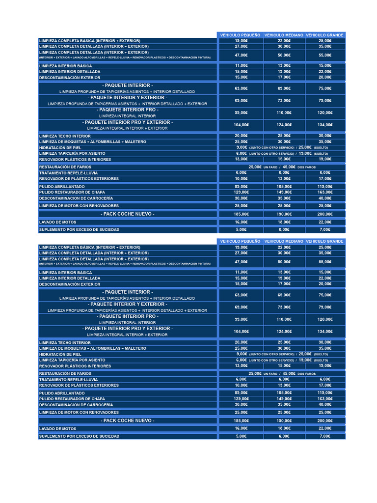Tarifas para Imprimir | PDF