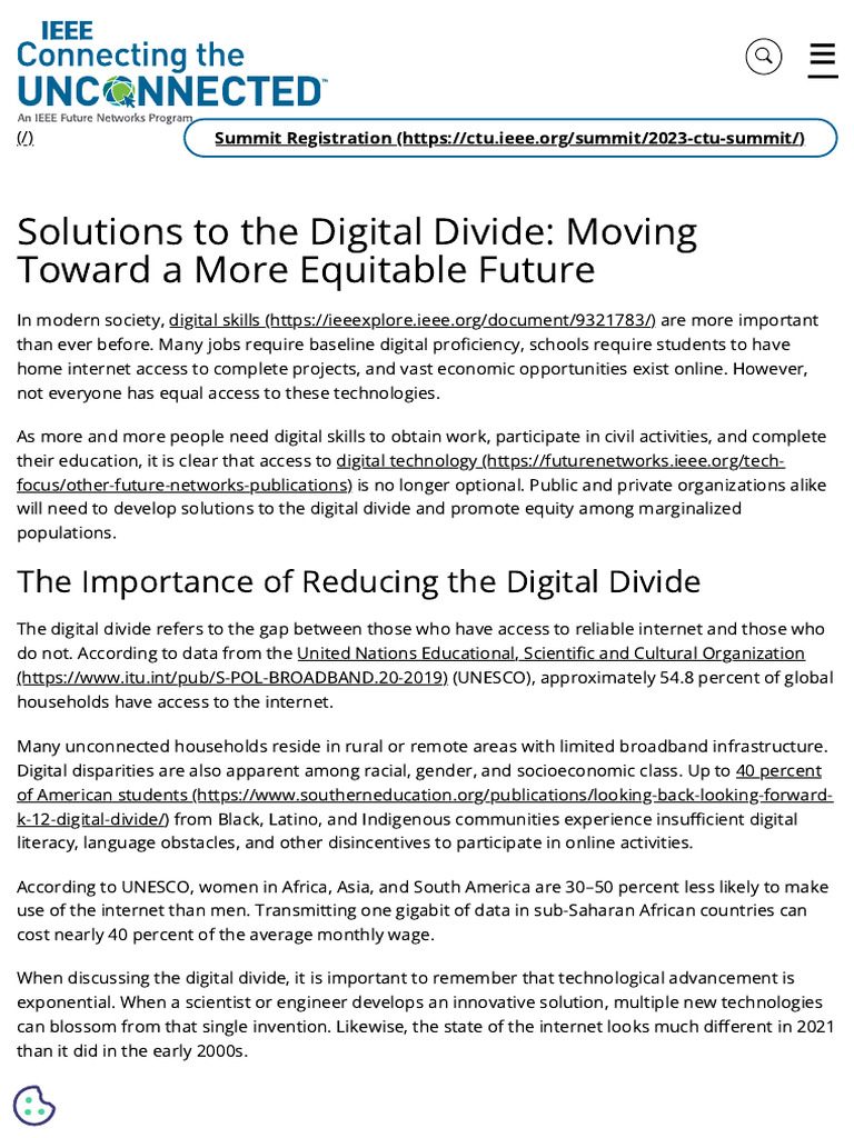 Solutions to Bridge the Digital Divide | PDF | Internet | Internet Access