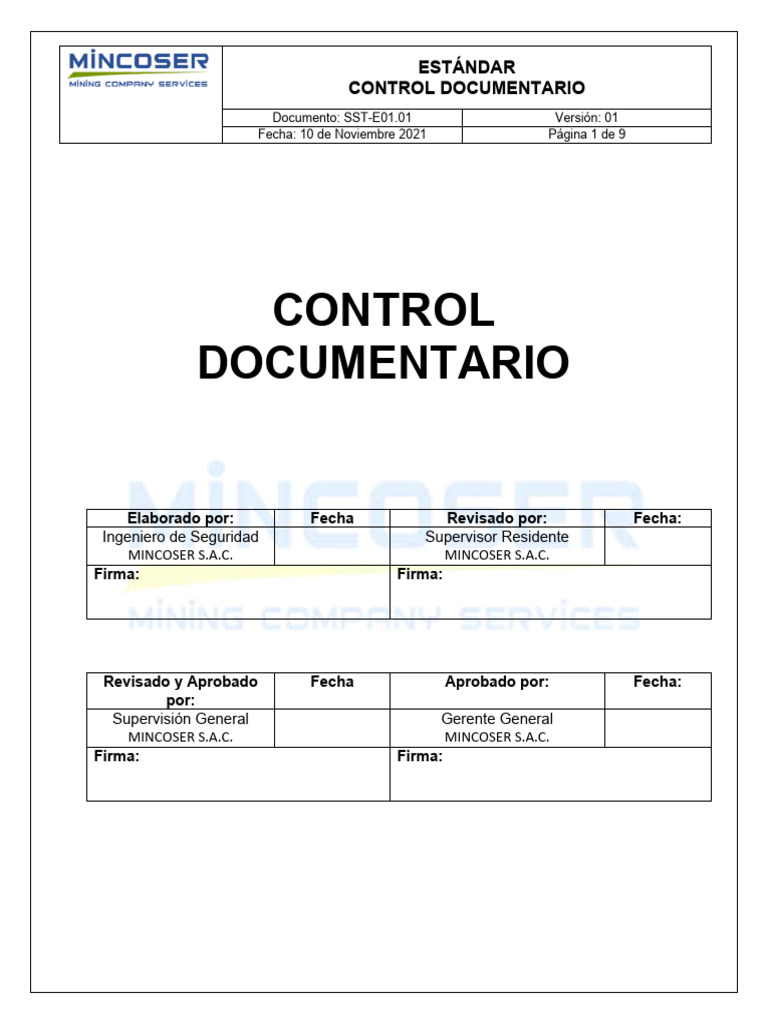 Sst-E01.01 - Control Documentario | PDF