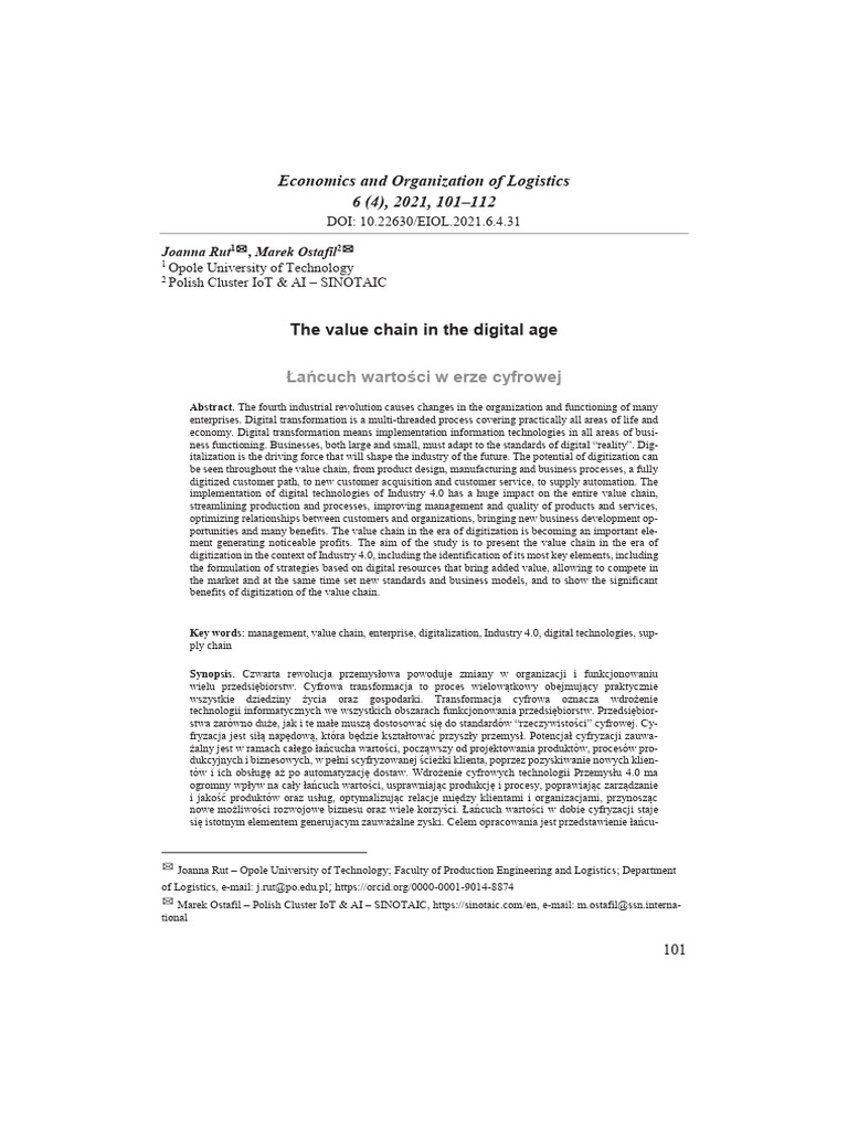 The Value Chain in The Digital Age | PDF | Business | Finance & Money ...